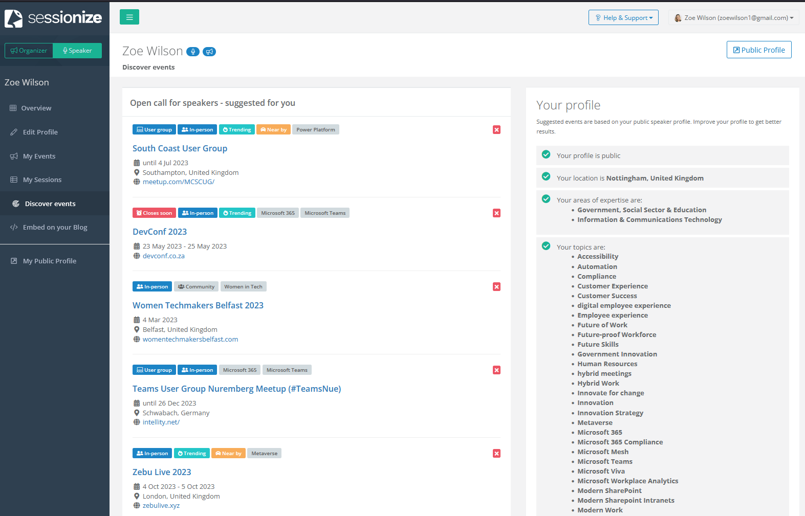 How to Create Your Sessionize Profile - Zoe 365