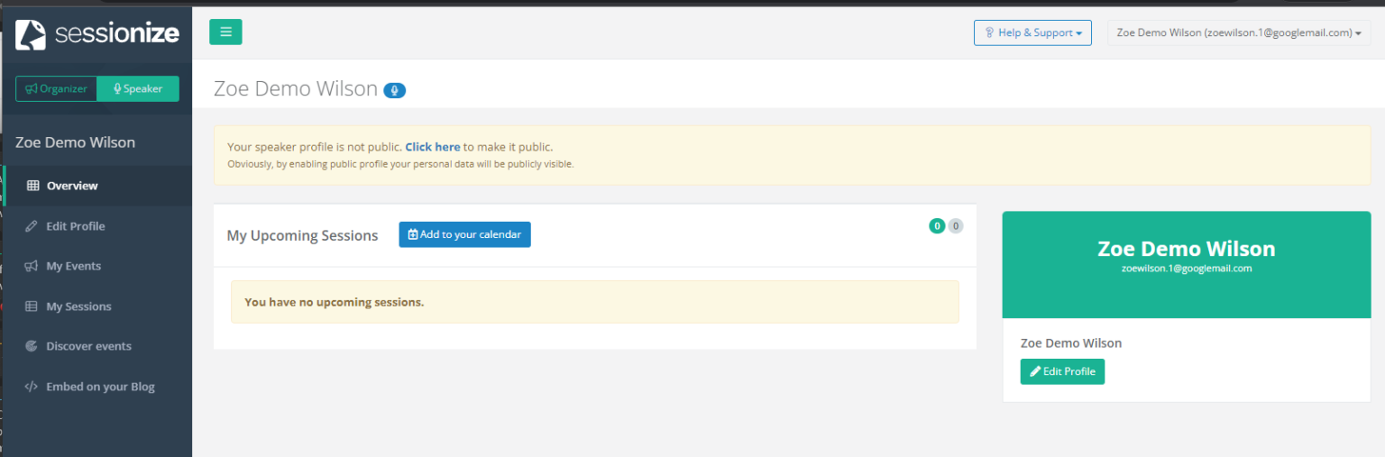 How to Create Your Sessionize Profile - Zoe 365